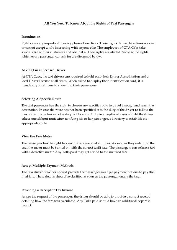 All You Need To Know About the Rights of Taxi Passengers All You Need ...