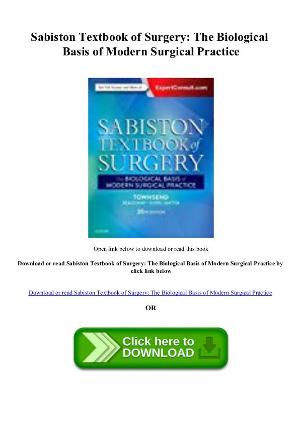[[[PDF]]] DOWNLOAD Reading book Sabiston Textbook of Surgery The Biol ...